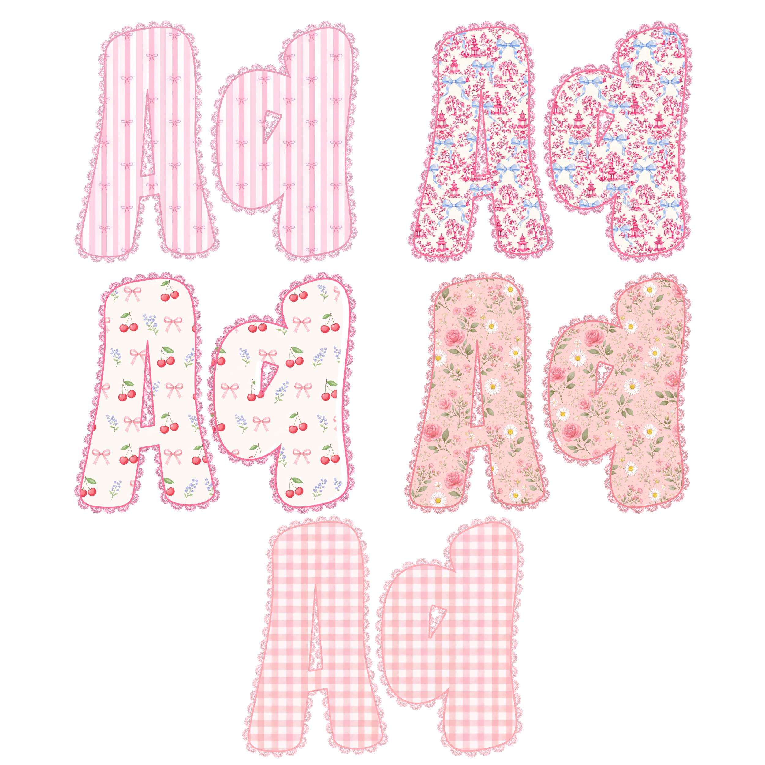 Preppy Coquette Lace Alphabet PNG, Lace Floral Alpha, Letters & Numbers ...
