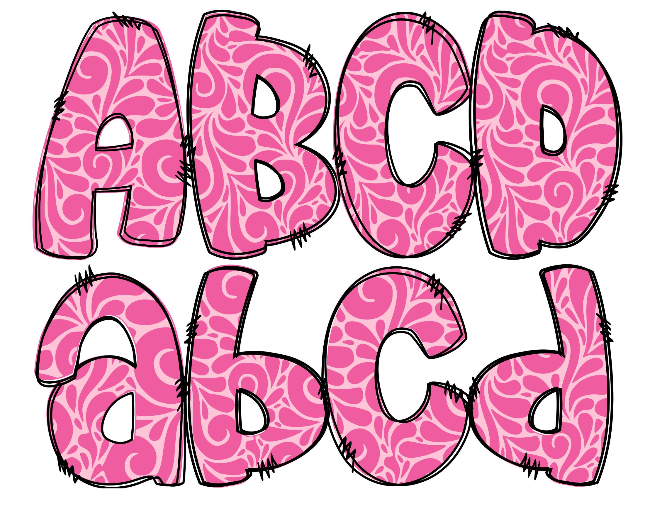 Pink Doodle Alphabet Png, Cute Hand Drawn Pink Letters Clipart, Fun ...