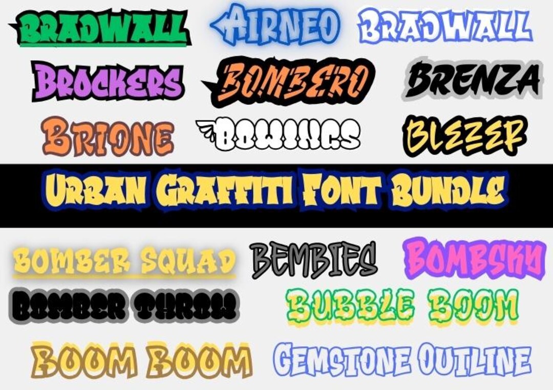 50 Graffiti Font Bundle | Graffiti Fonts | Graffiti Designs | Font ...