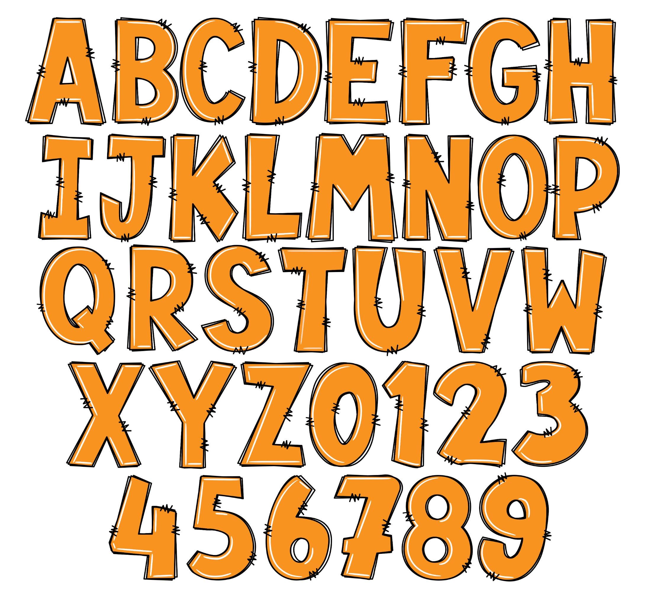 Jamaica Doodle Alphabet & Numbers PNG: Hand-drawn Font (digital ...
