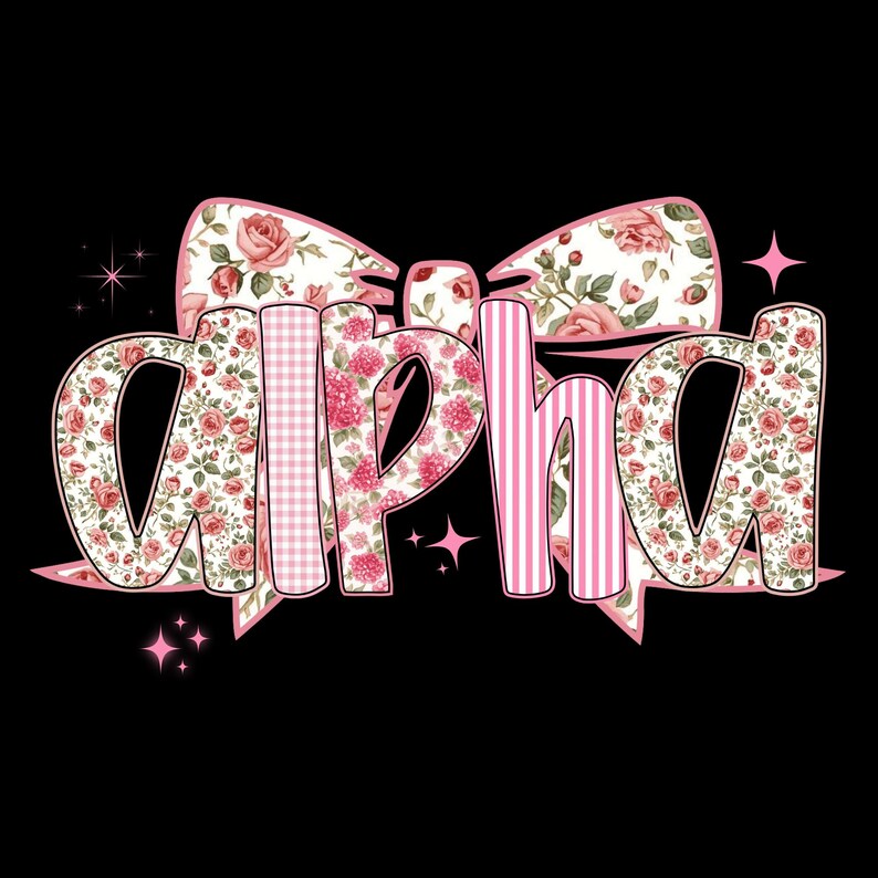 Pink Retro Floral Alphabet Png, Preppy Grand Millennial Font, Retro ...