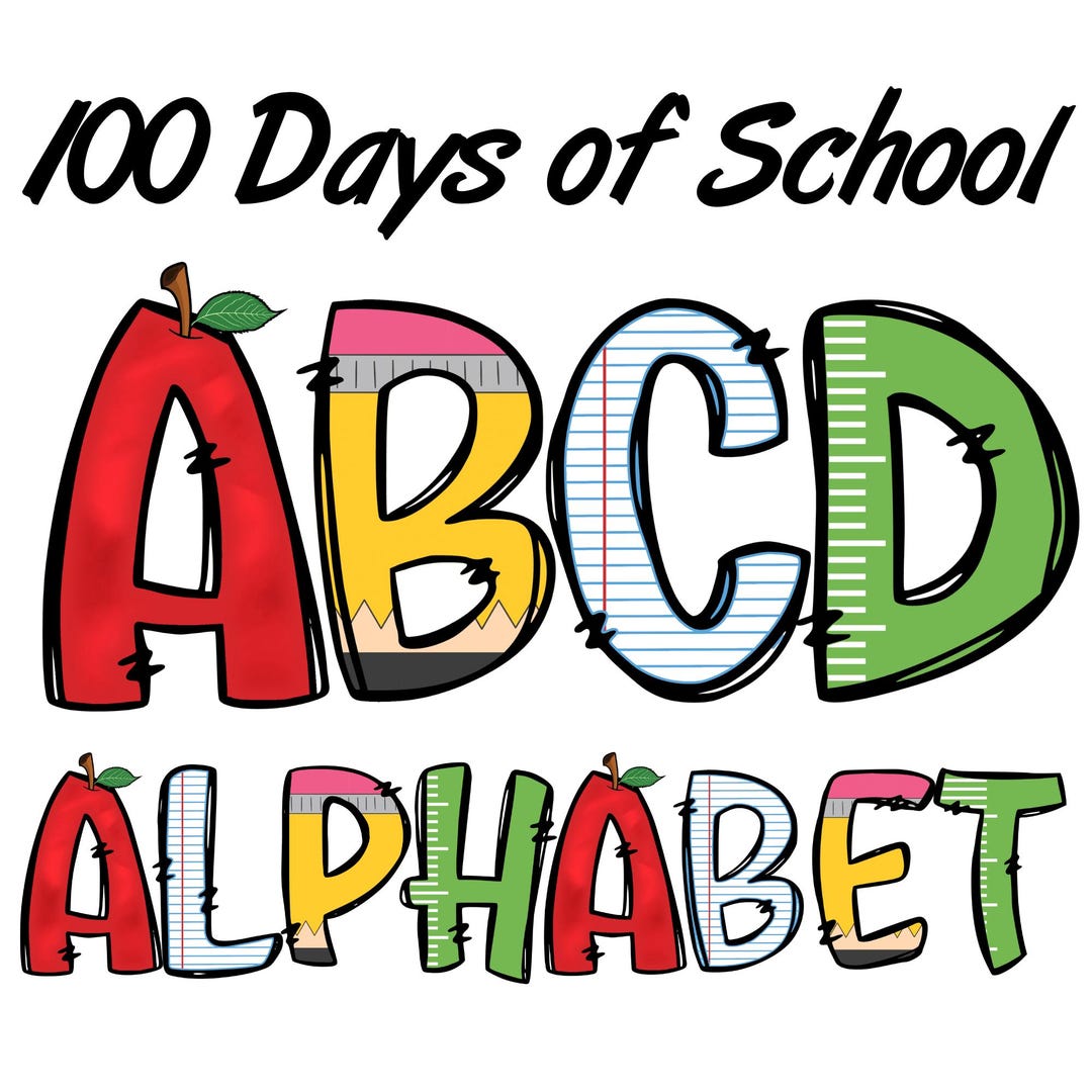 100 Days of School Alphabet Bundle Coquette Bow Png, 100th Day Teacher ...