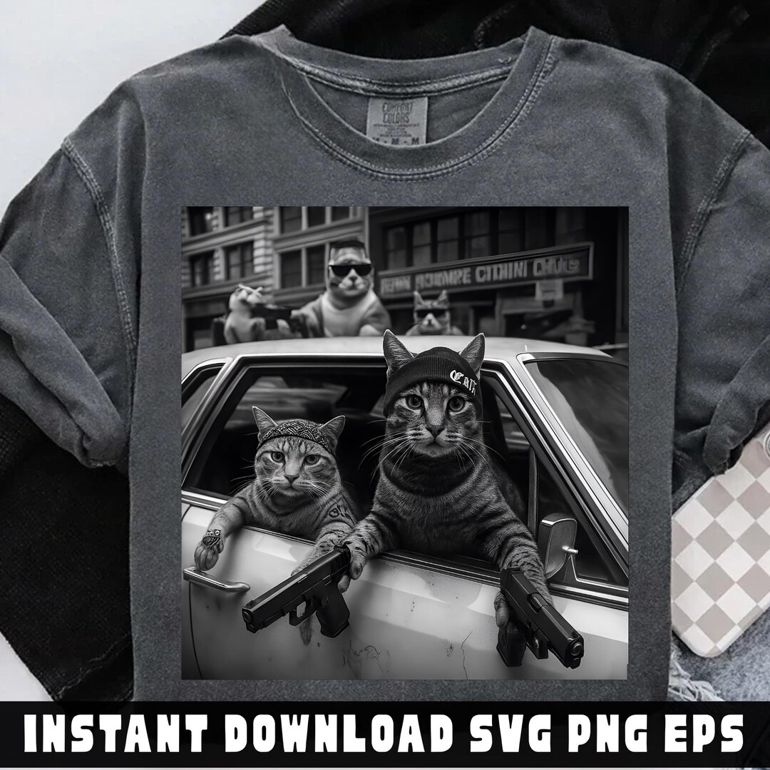 Gangsters Cats Png, Funny Cat Gang Vinage Png, Cat Png, Cool Cat With ...