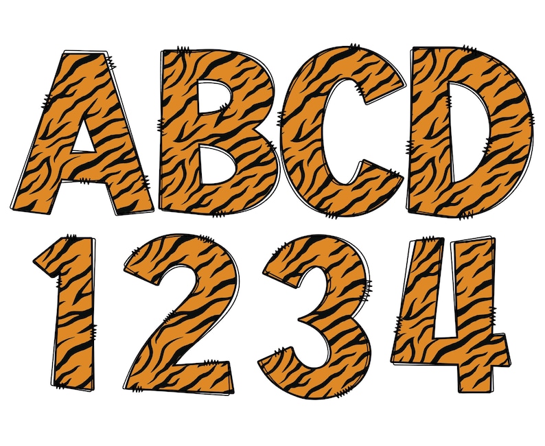Safari Animal Alphabet PNG Bundle: Leopard Print Doodle Letters ...