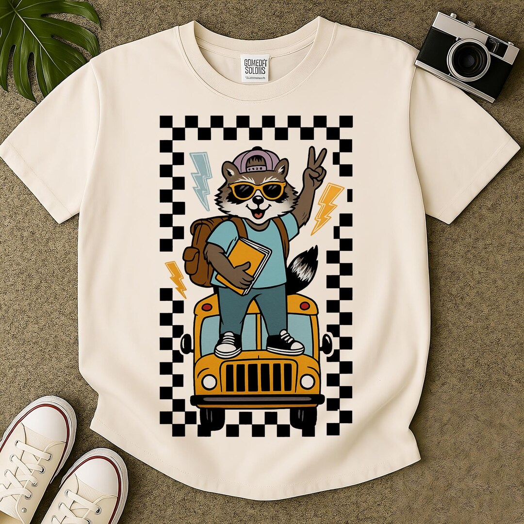 Raccoon Back to School PNG: Boy School Bus Design (digital Download) - Etsy