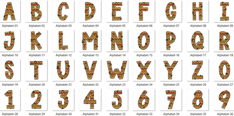 Thanksgiving Alphabet Sublimation PNG, Colorful Autumn Font Letters ...