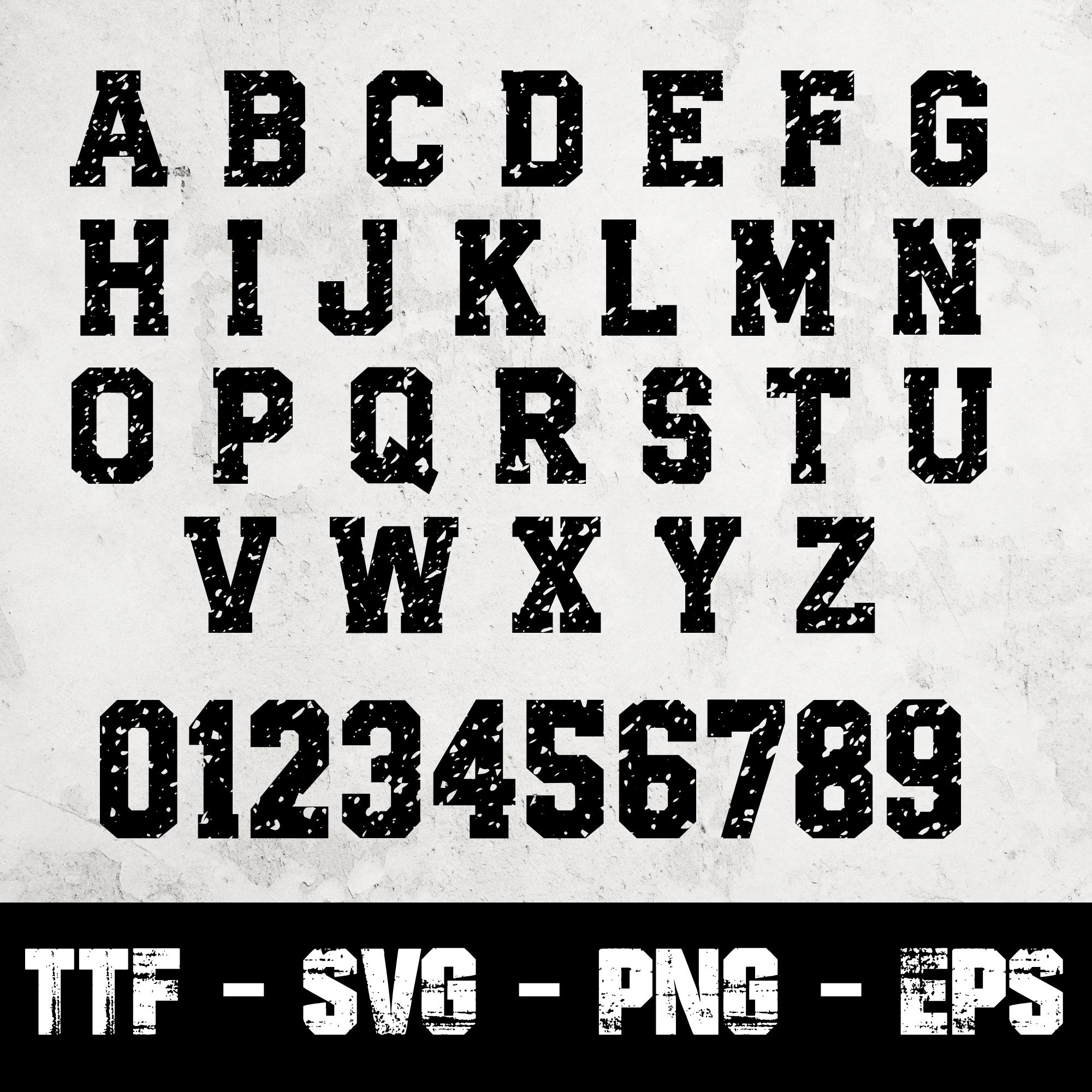 Distressed Varsity Font SVG: Grunge Alphabet & Numbers - Etsy