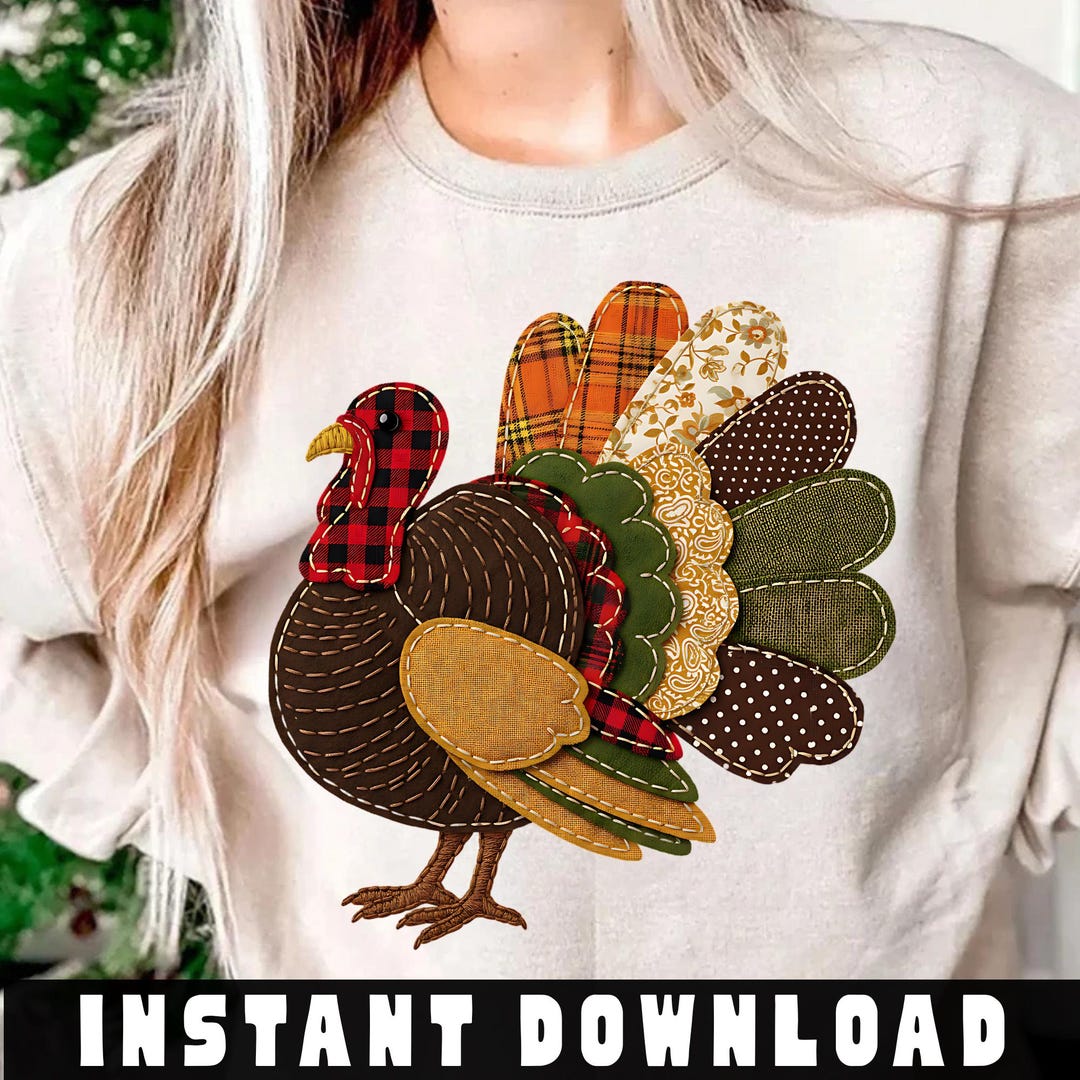 Thanksgiving Turkey Png,fall Patchwork Turkey Png,cozy Autumn Png ...