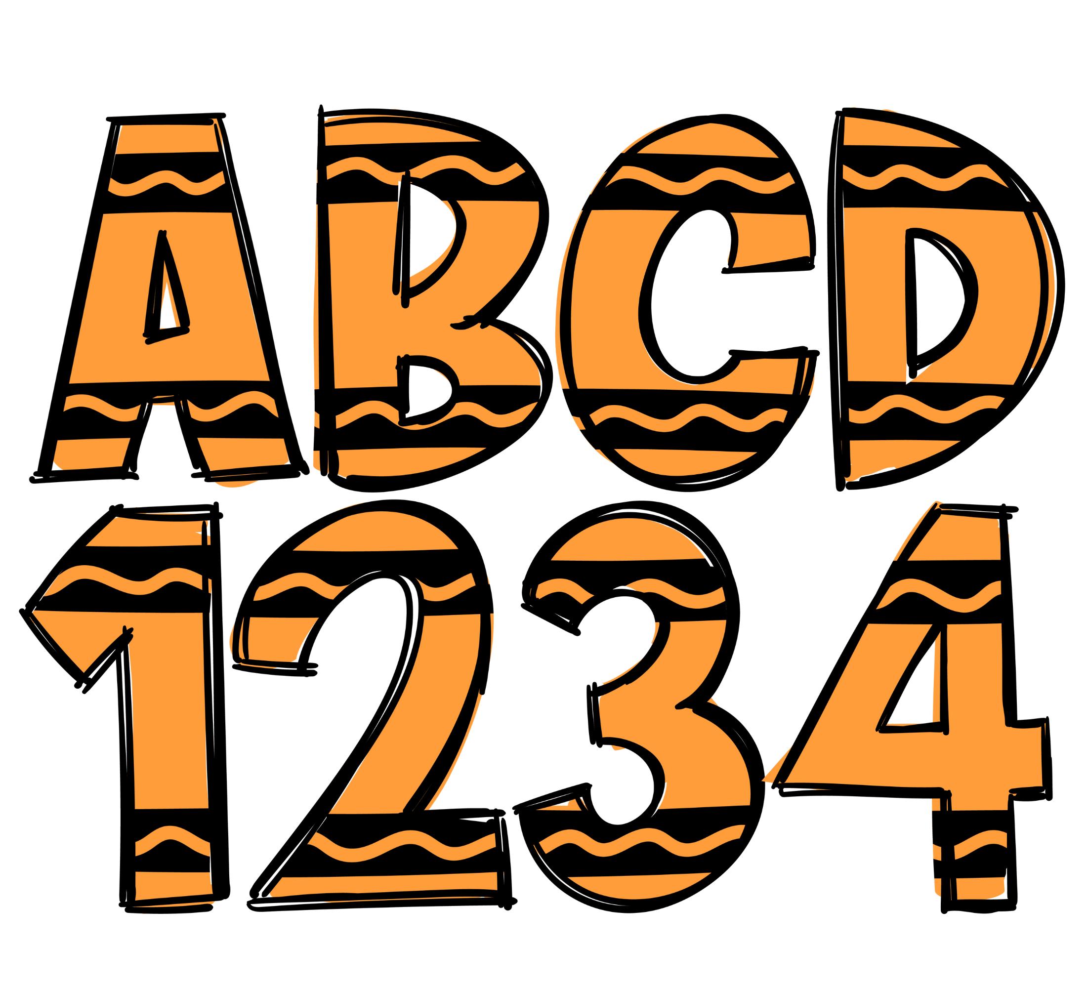 Crayon Doodle Letters & Numbers PNG: Back to School Clipart (digital ...