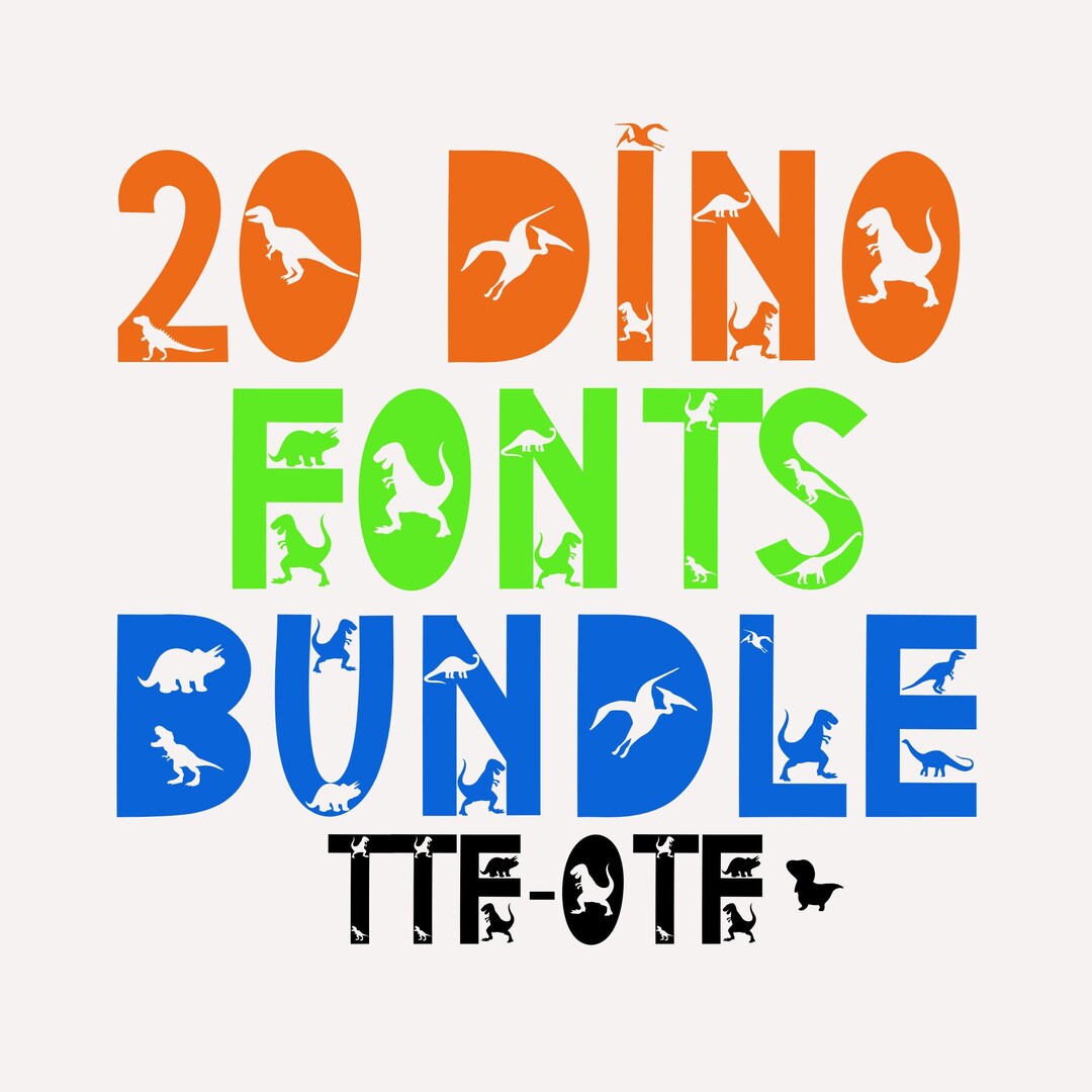 Dinosaur Font Bundle: 20 Dino TTF-OTF Fonts, Birthday Numbers - Etsy