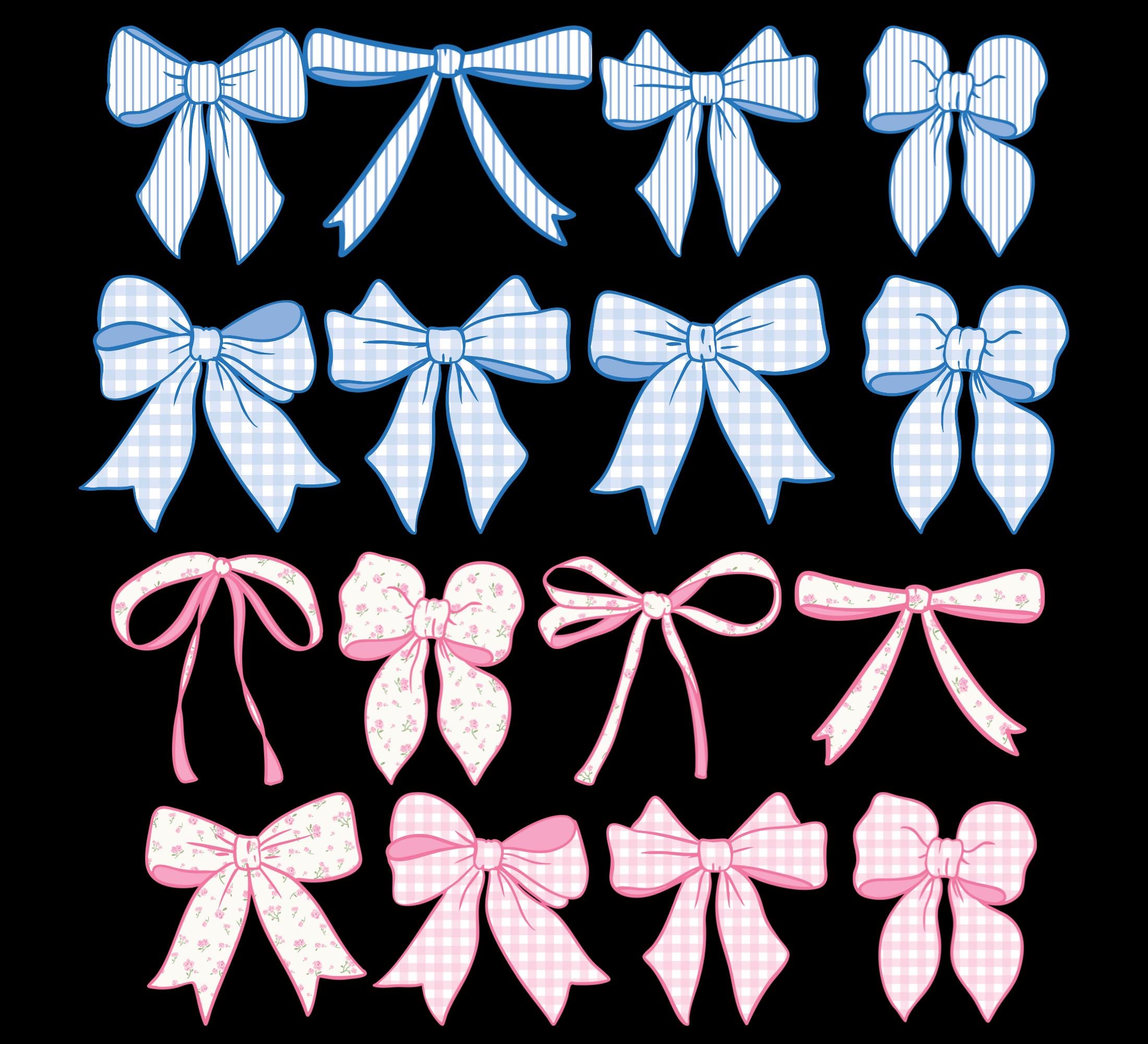 Grandmillennial Floral Mix Bow Alphabet Png, Upper Lowercase Letters ...