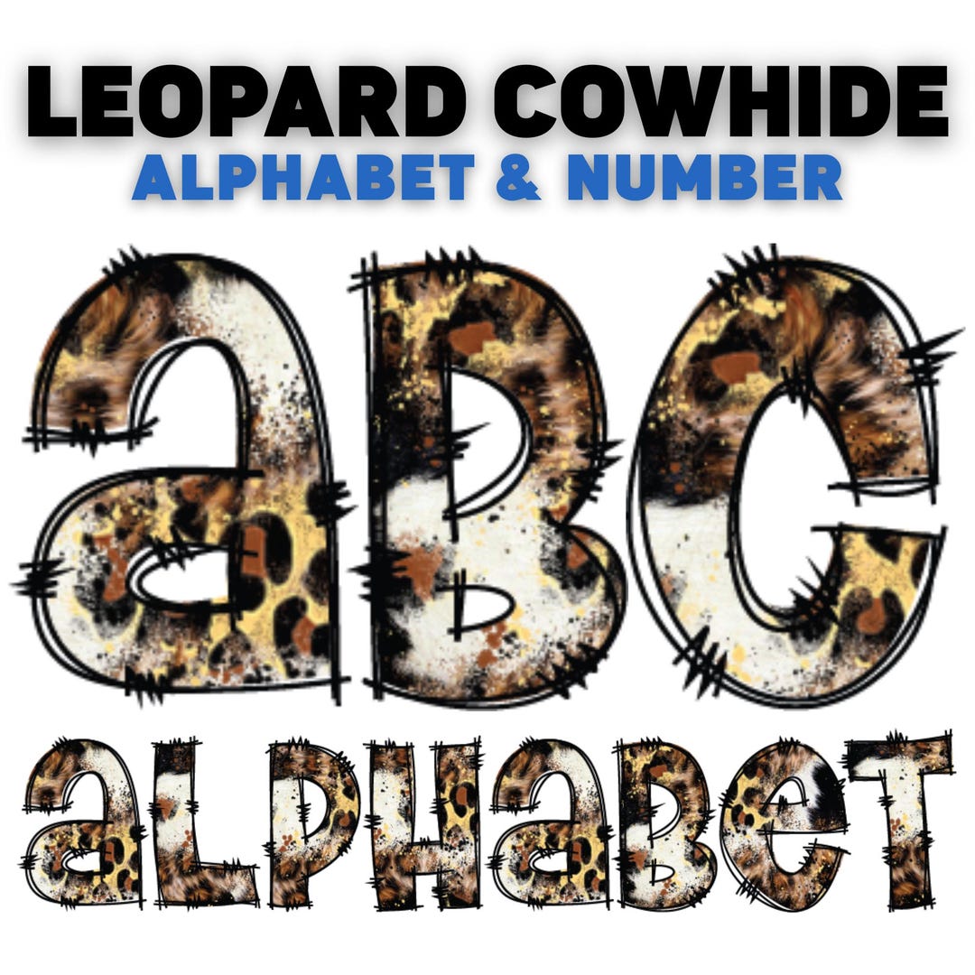 Leopard Cowhide Doodle Letters Png, Leopard Doodle Letter & Number PNG ...