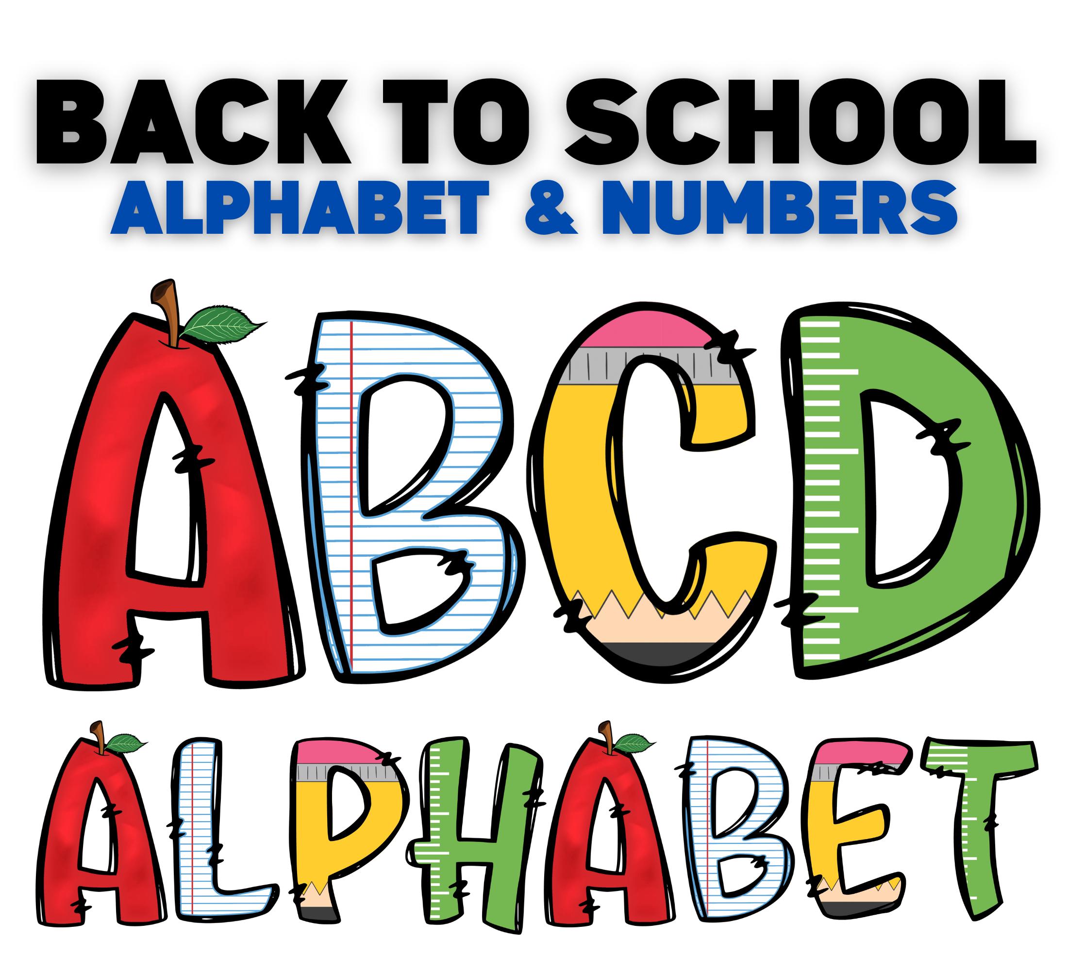 Back to School Doodle Alphabet Bundle Png, School Teacher Alphabet ...