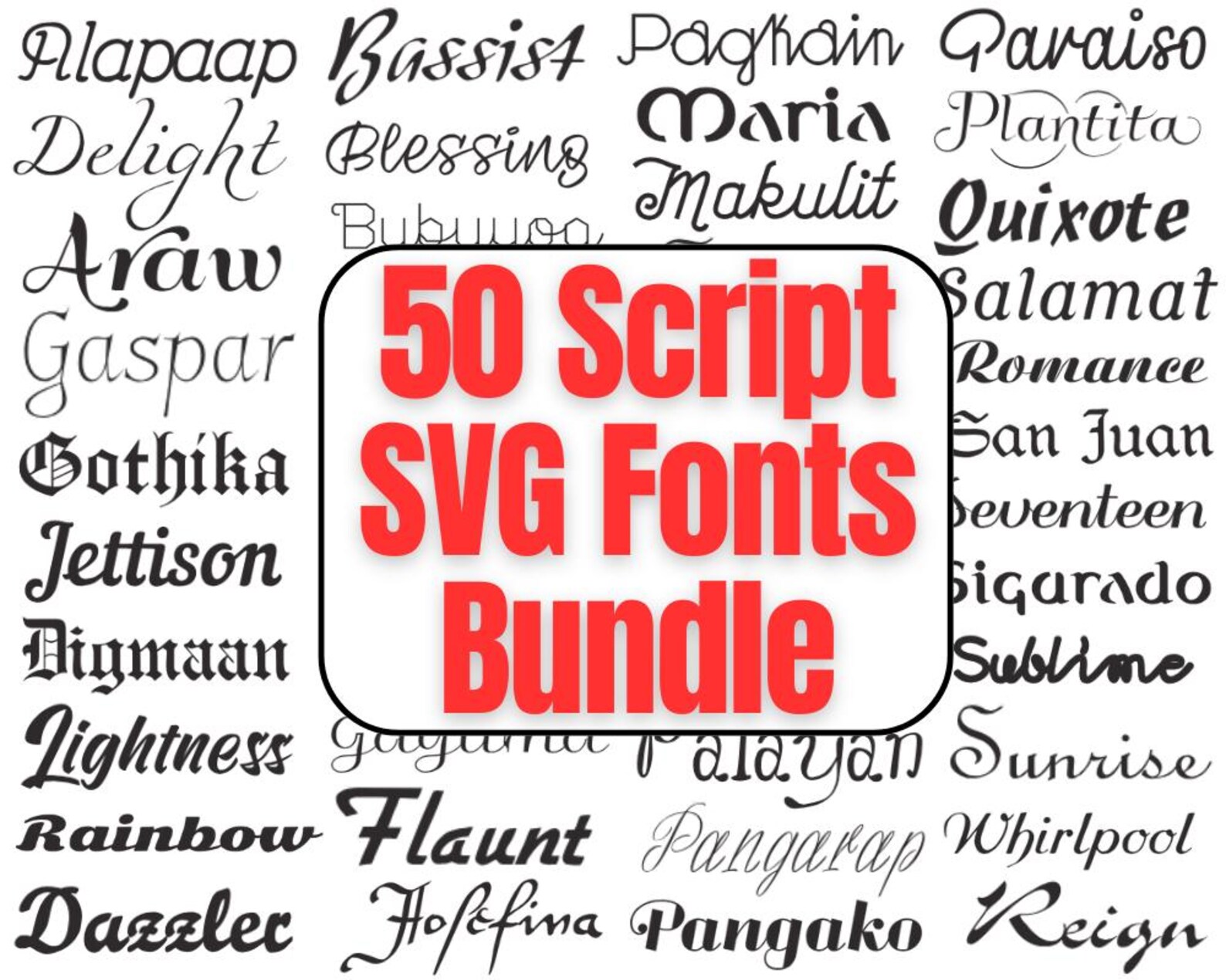 50 Script SVG Fonts Bundle, Font Bundle Svg Heart Font, Canva Font ...
