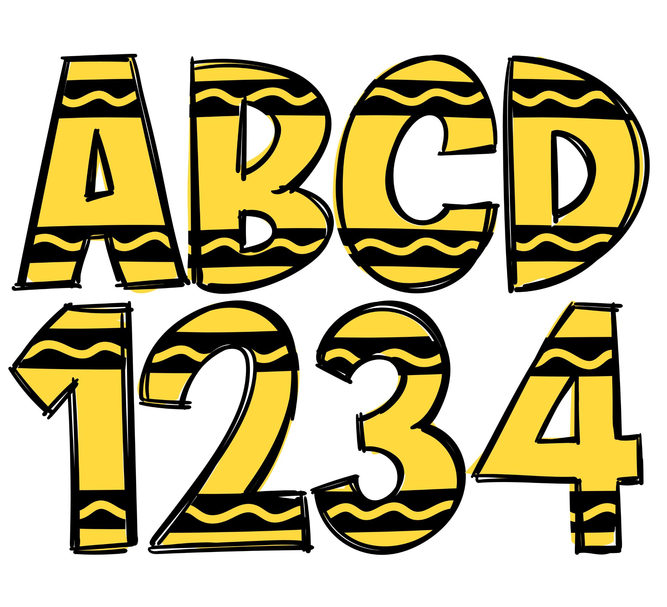 Crayon Doodle Letters & Numbers PNG: Back to School Clipart (digital ...