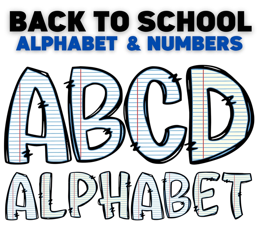 Back to School Alphabet Doodle PNG: Digital Letters, Notebook Design ...