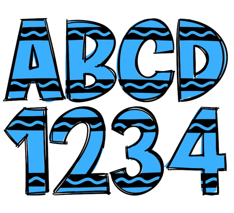 Crayon Doodle Letters & Numbers PNG: Back to School Clipart (digital ...