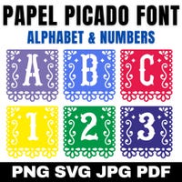 Papel Picado Svg Papel Picado Alphabet, Papel Picado Template, Papel ...