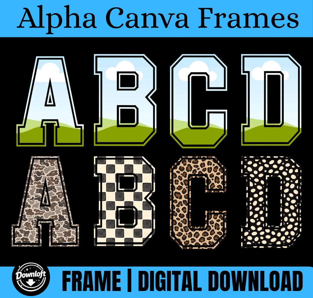 Editable Canva Varsity Alphabet Bundle, Canva Frame Alphabet, Canva ...