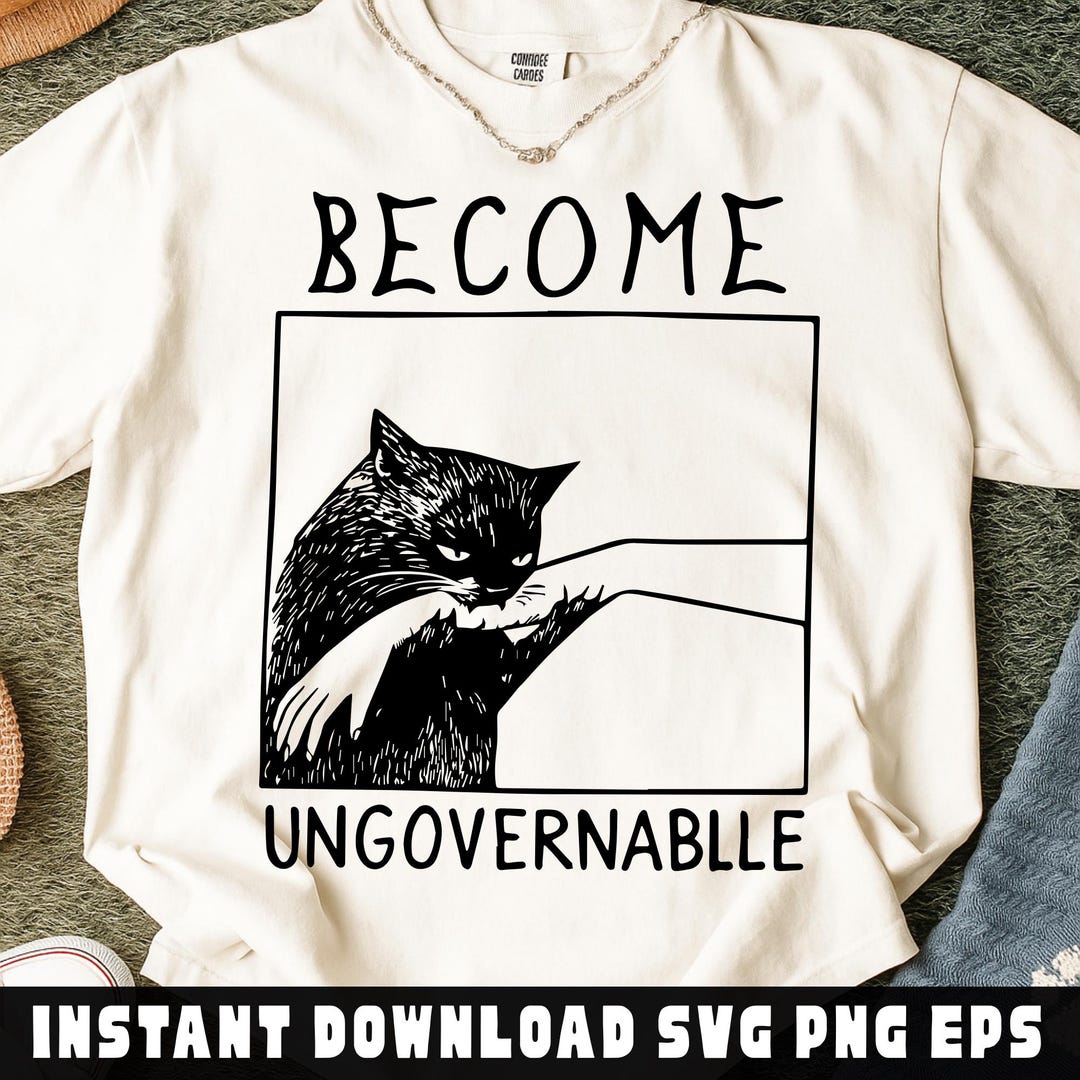 Become Ungovernable Png Svg, Black Cat Biting Hand Png, Cat Biting Hand ...