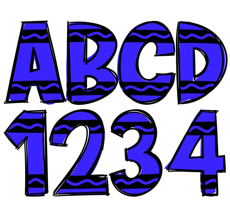 Crayon Doodle Letters & Numbers PNG: Back to School Clipart (digital ...