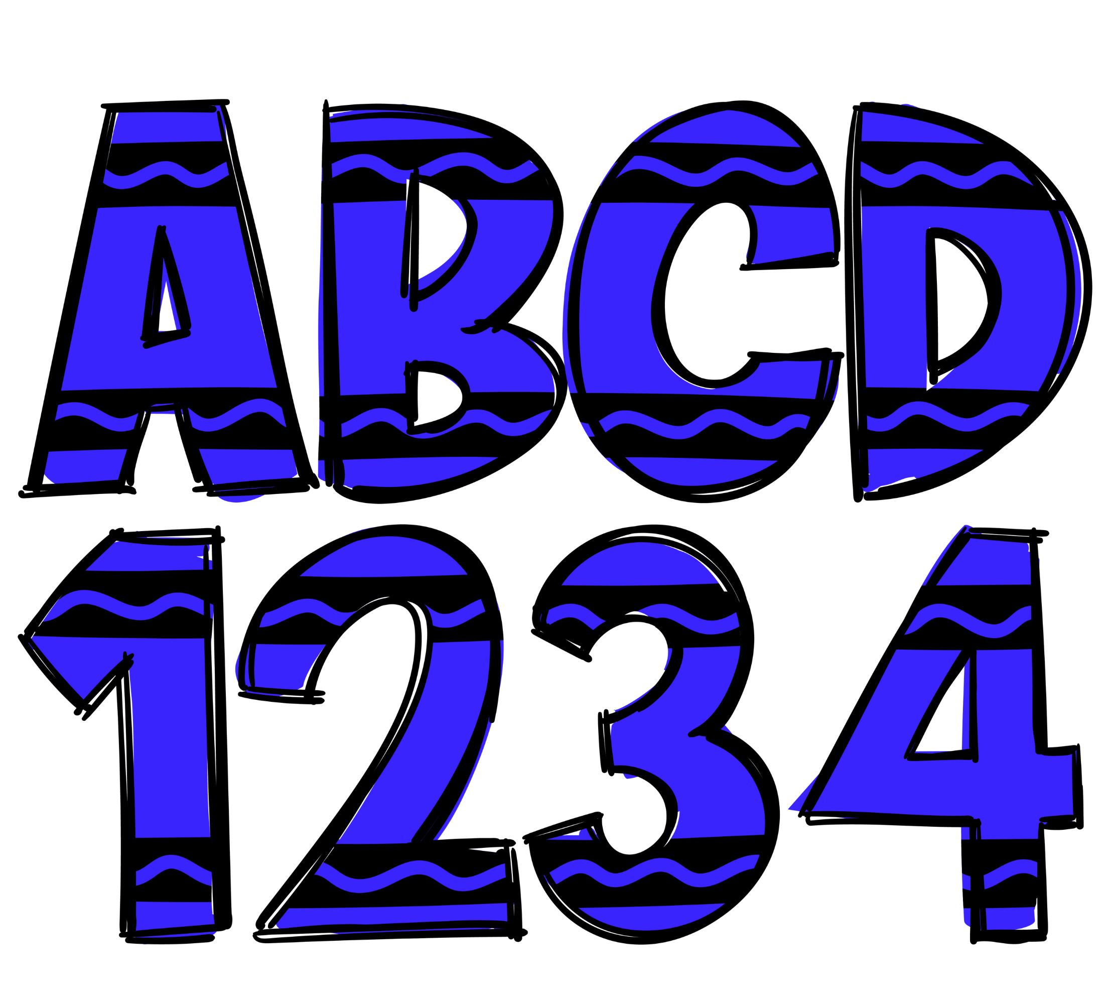 Crayon Doodle Letters & Numbers PNG: Back to School Clipart (digital ...