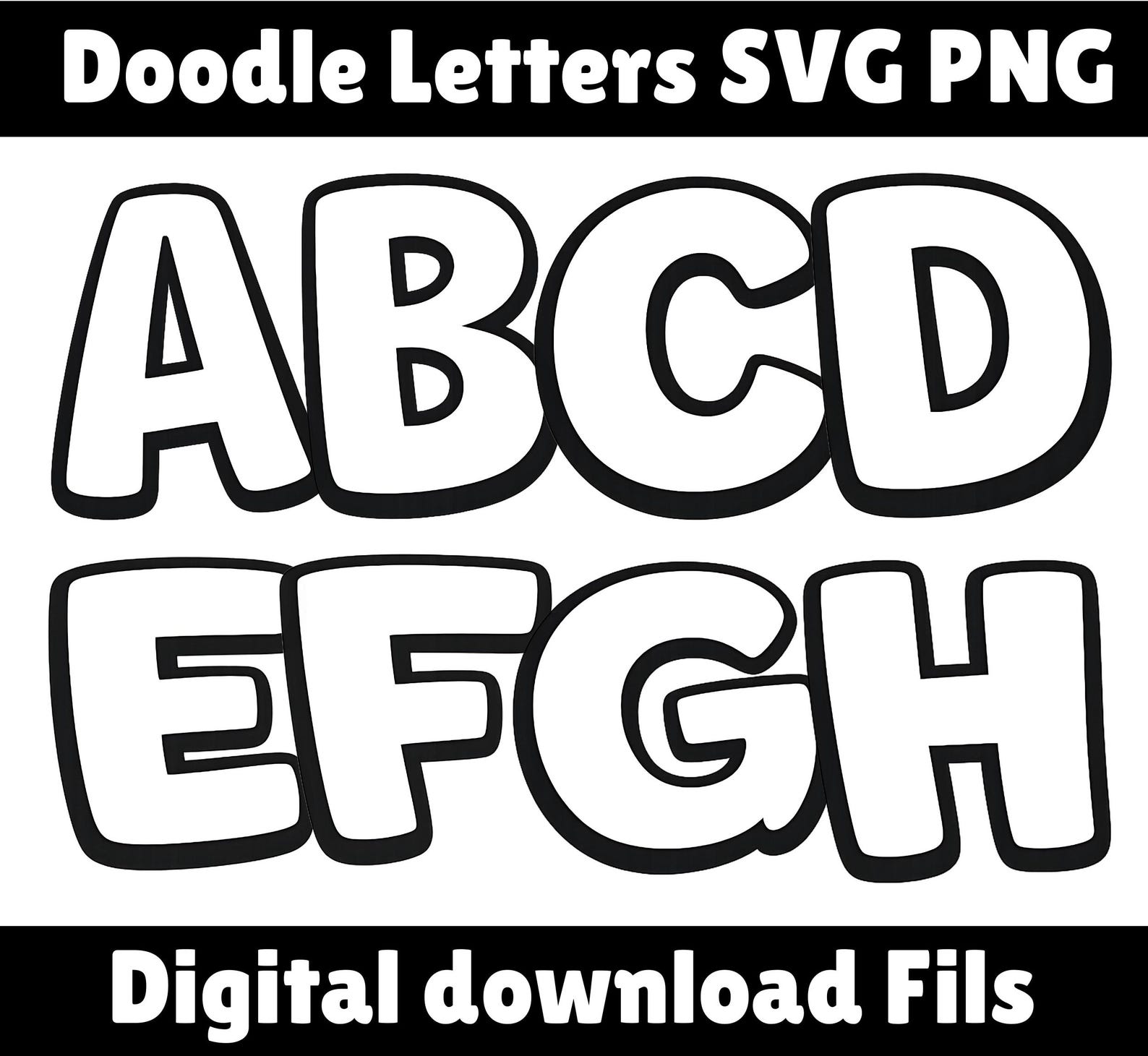 Doodle Bubble Alphabet SVG PNG, Doodle Font Svg, Handwritten Font Png ...