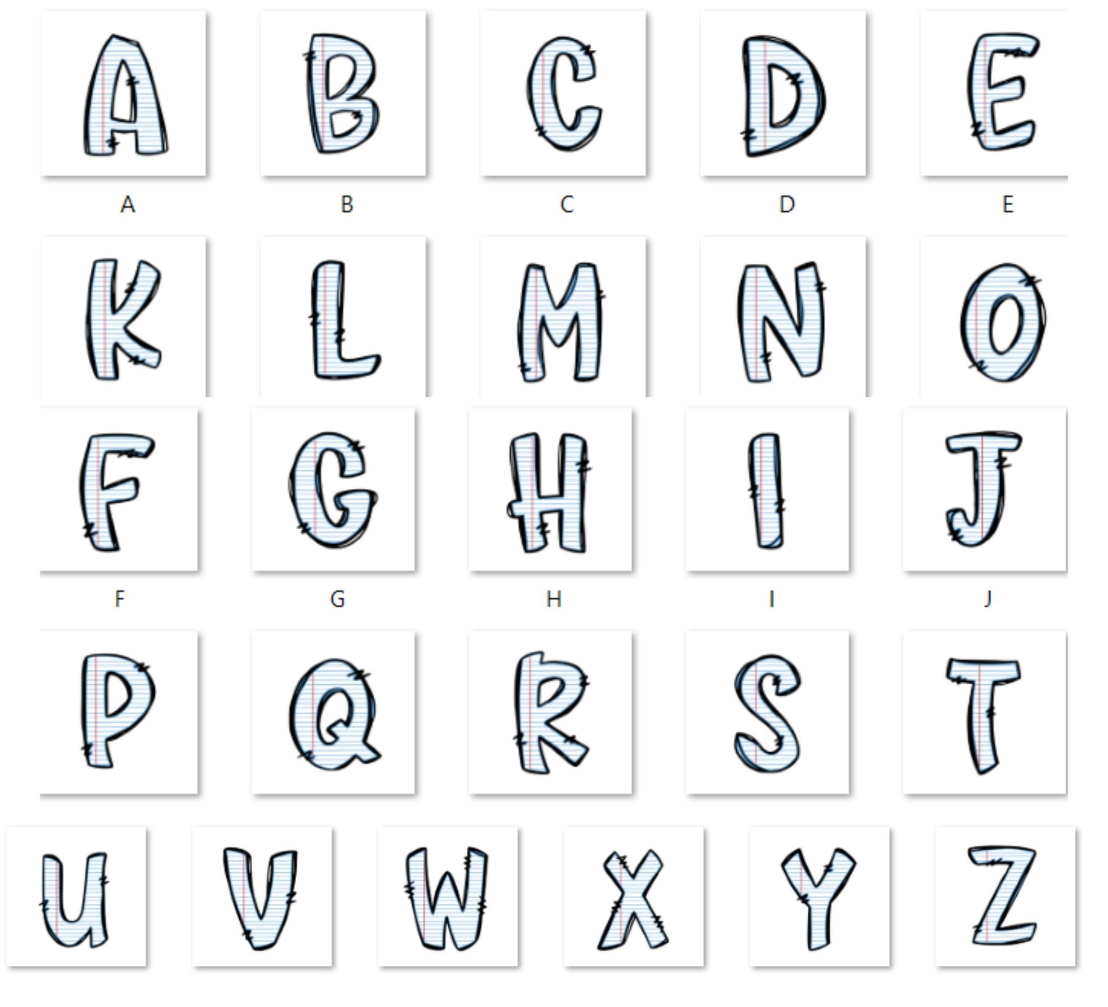 Back to School Doodle Alphabet Bundle Png, School Teacher Alphabet ...