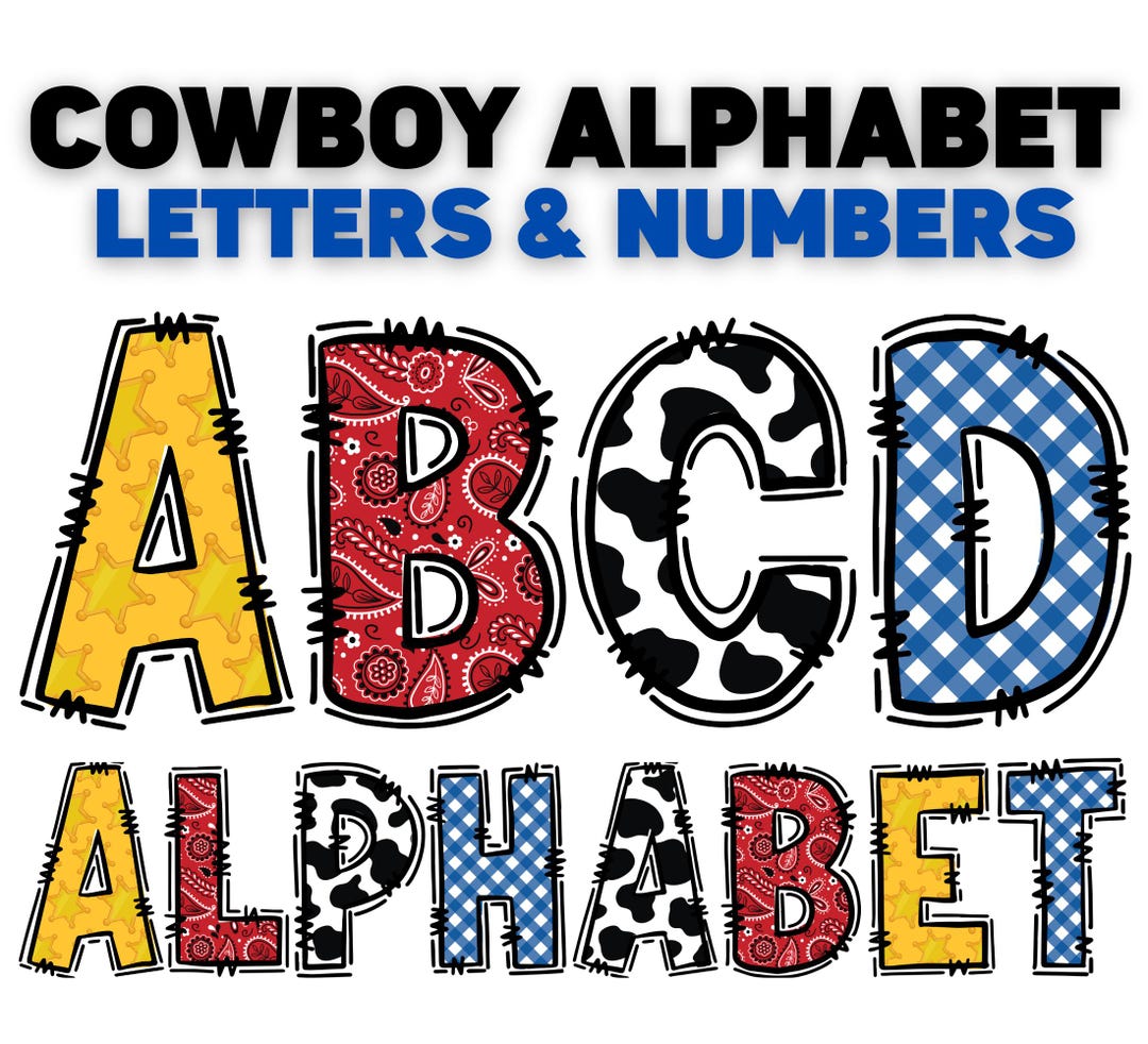 Cowboy Alphabet PNG, Western Letters & Numbers, Farm Rodeo Font Clipart ...
