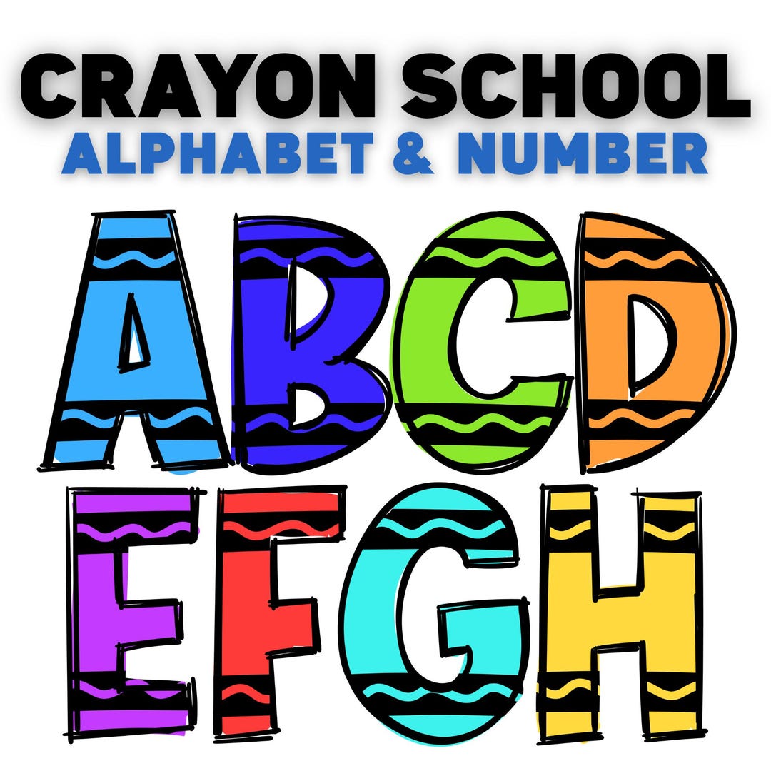 Crayon Doodle Letters & Numbers PNG: Back to School Clipart (digital ...