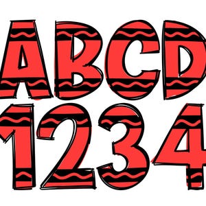 Crayon Doodle Letters & Numbers PNG: Back to School Clipart (digital ...