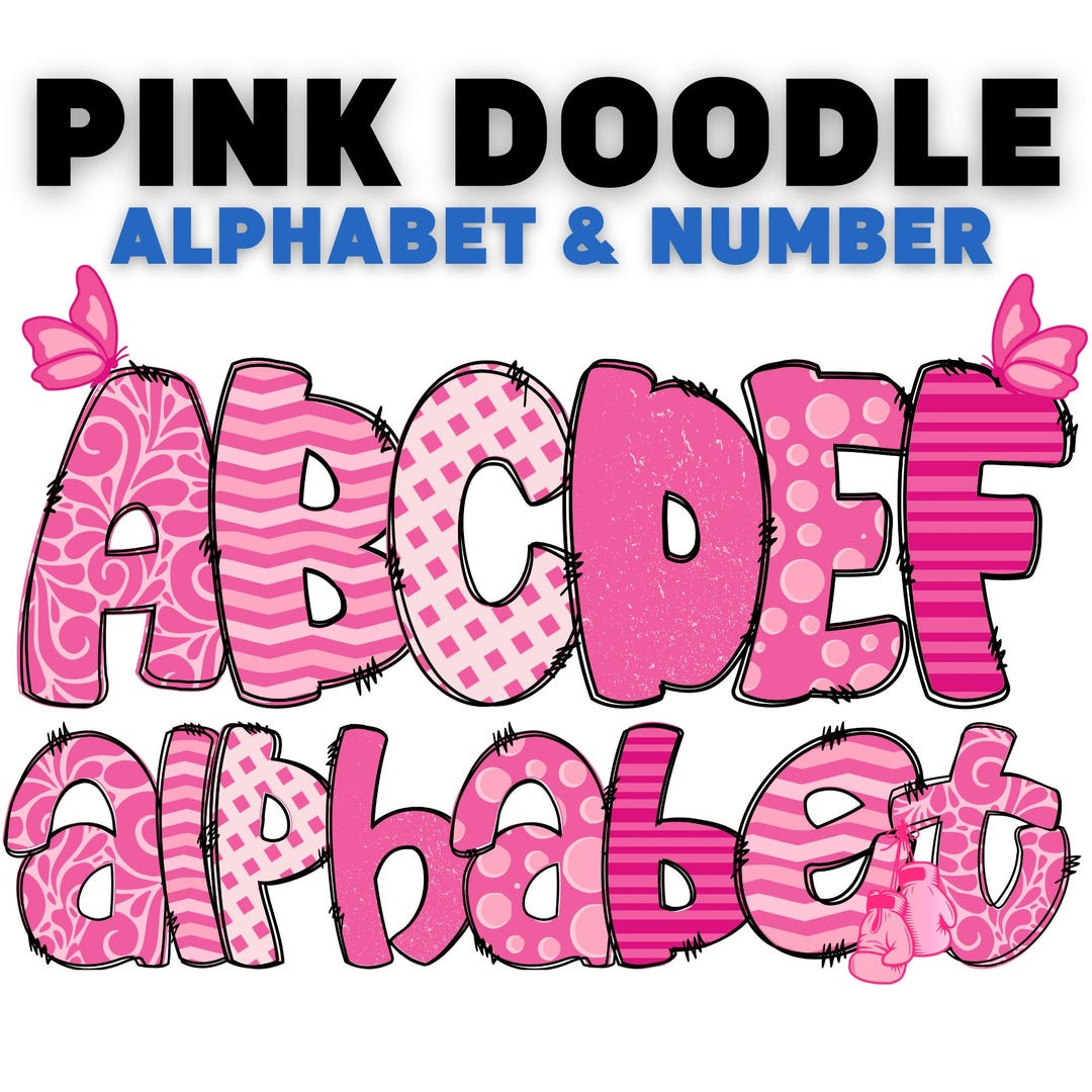 Pink Doodle Alphabet Png, Cute Hand Drawn Pink Letters Clipart, Fun ...
