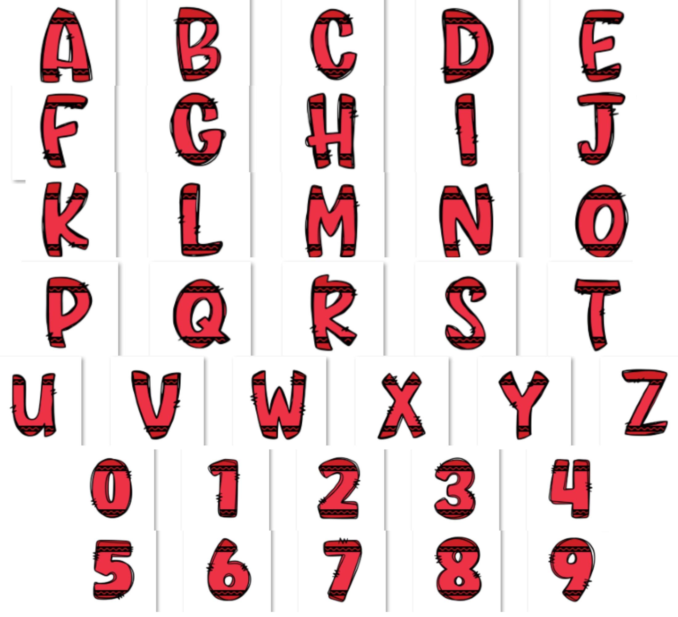 Crayon Alphabet Doodle Graphics PNG: Back to School Clip Art (digital ...