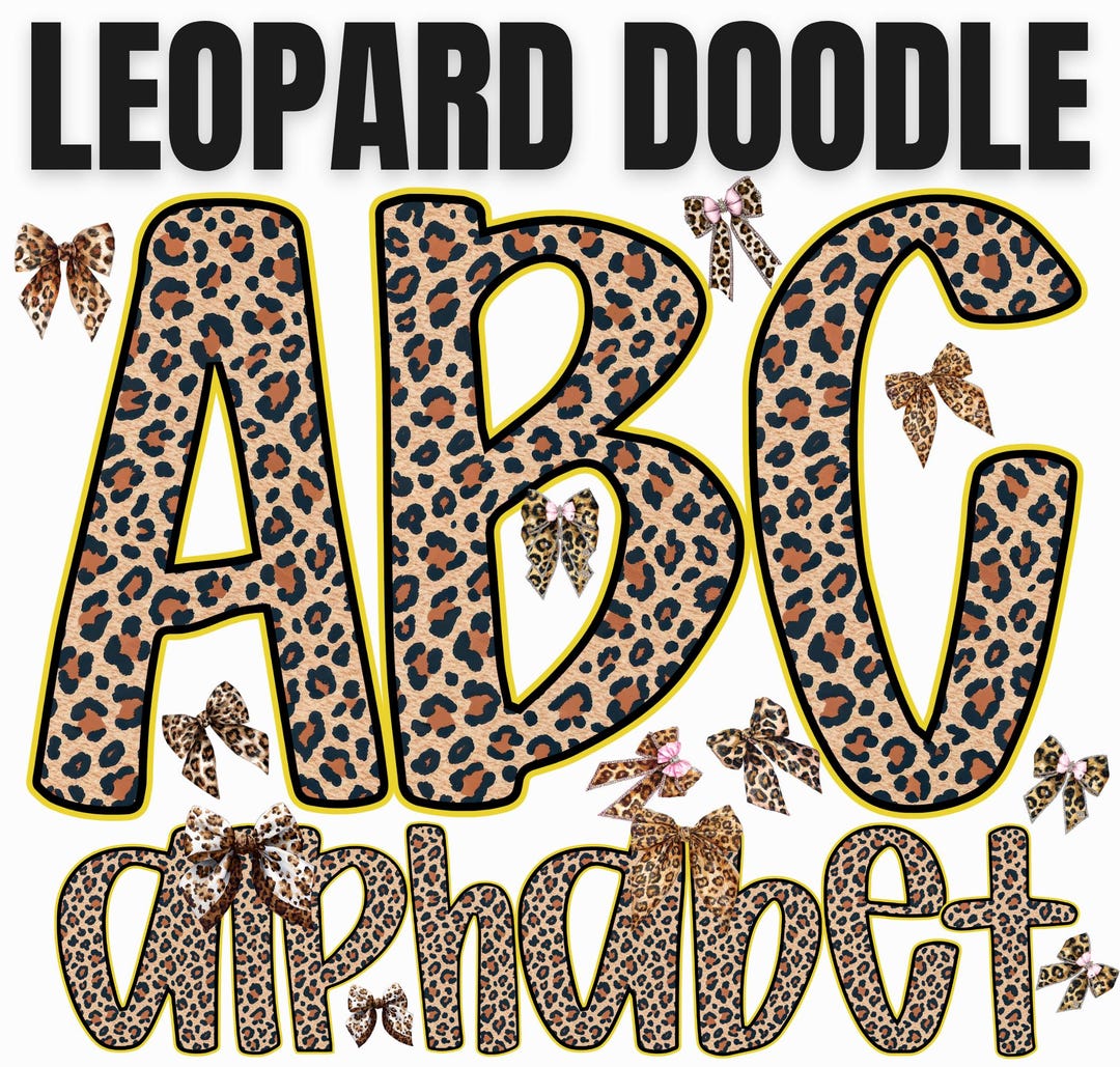 Leopard Doodle Letters Alphabet PNG, Leopard Print Letters & Numbers ...