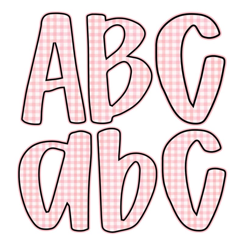 Gingham Doodle Alphabet PNG, Coquette Sublimation Letters, Checkered ...