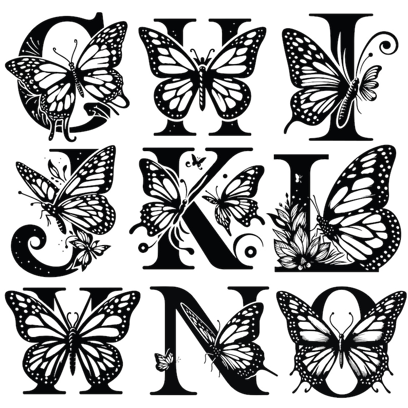 Butterfly Alphabet Monogram PNG: Font Letters, Digital Download - Etsy
