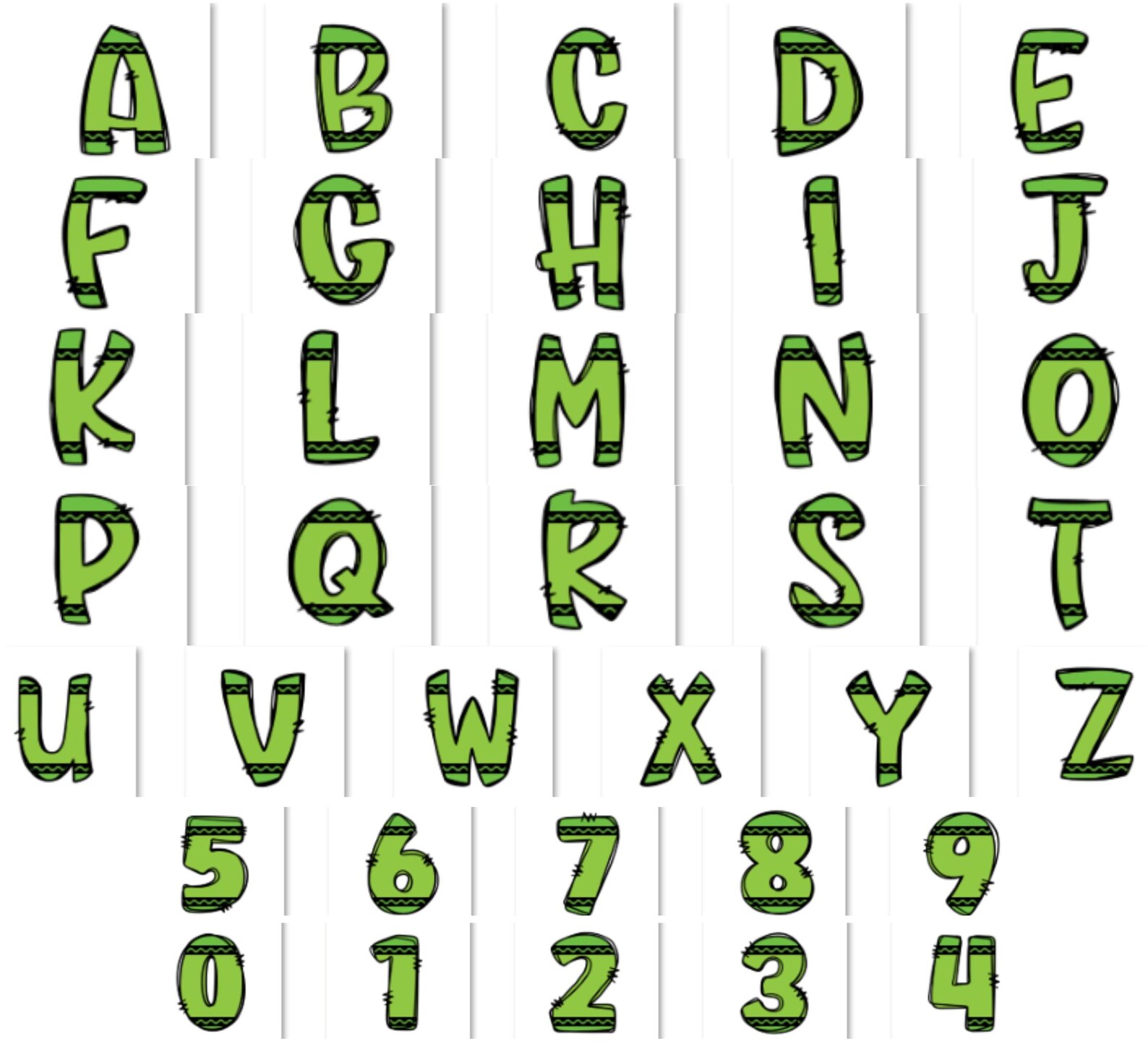 Crayon Alphabet Doodle Graphics PNG: Back to School Clip Art (digital ...