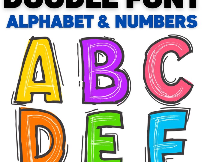 Bright Scribble Alphabets, Bright Colors, Doodle Letters, Hand Drawn ...