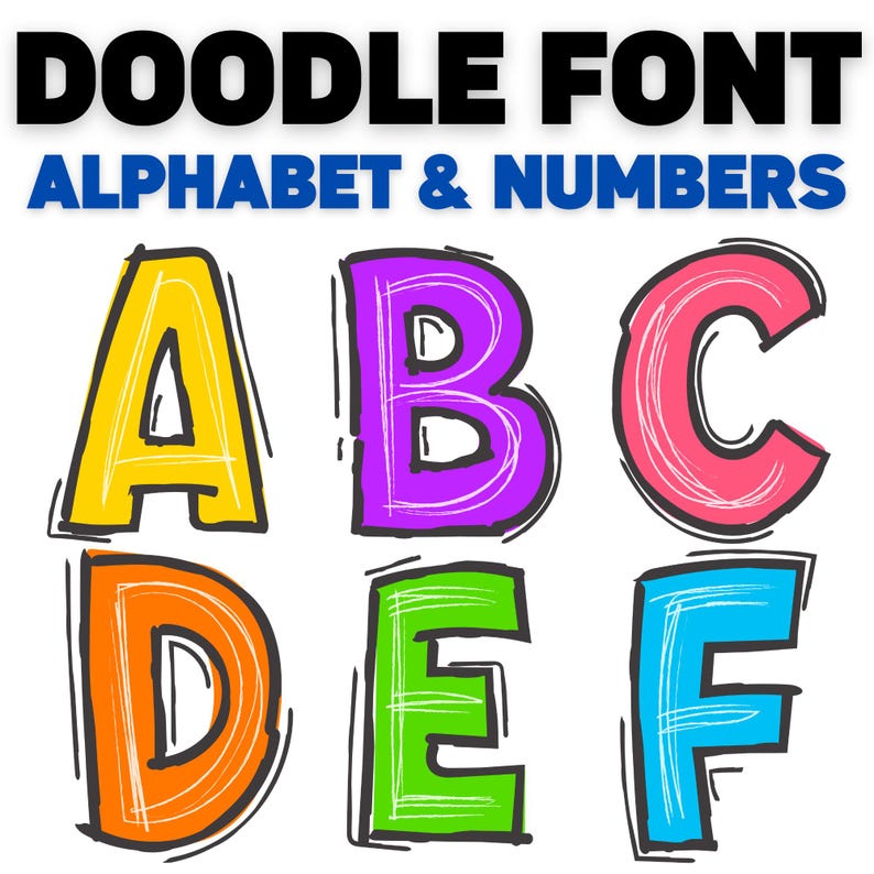 Colorful Doodle Alphabet PNG Collection: Polka Dot Sublimation (digital ...