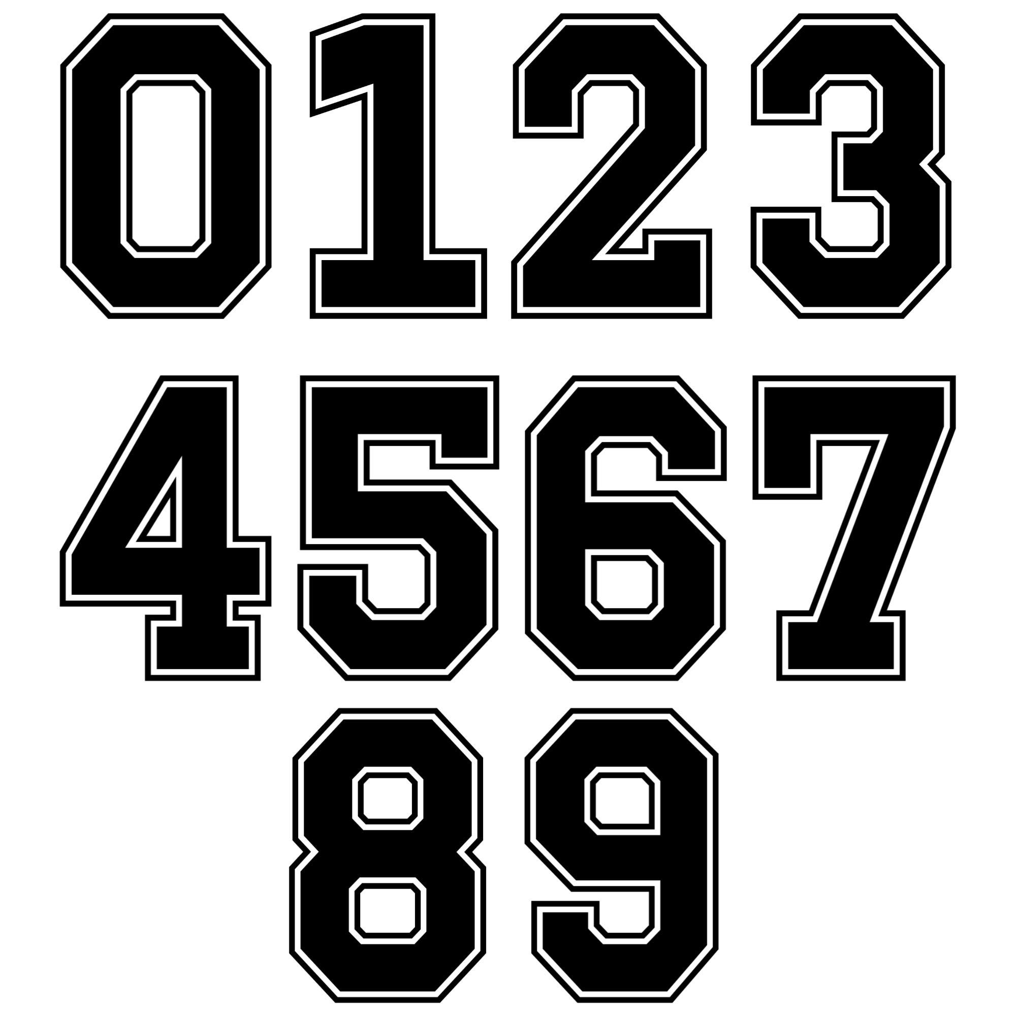 Varsity Font Numbers SVG: Black Bold Outline (digital Download) - Etsy