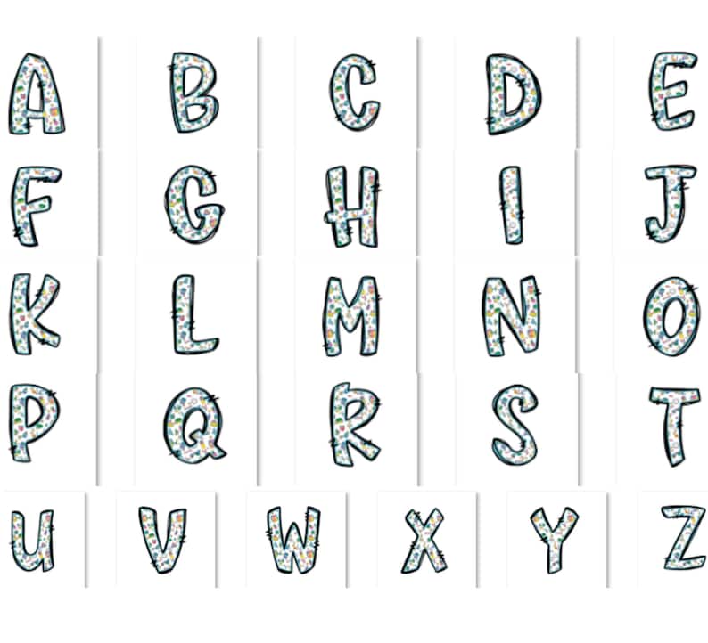 Back to School Doodle Alphabet Bundle (PNG Digital Download - Etsy
