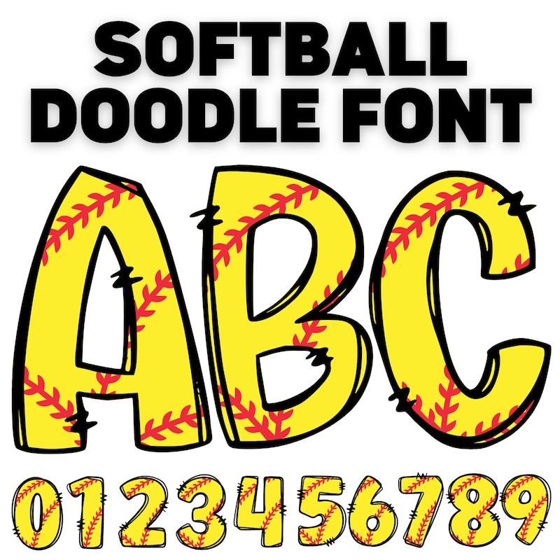 Softball Bubble Letters Png - Etsy