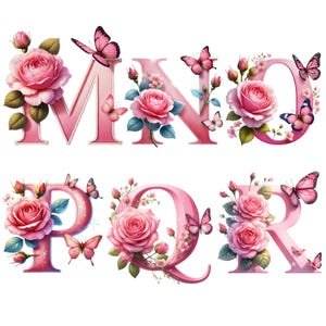Watercolor Floral Alphabet PNG: Pink Spring Lettering (digital Download ...