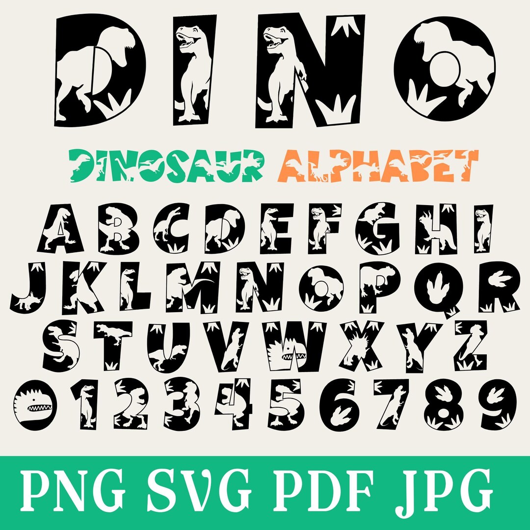 Dinosaur Alphabet SVG Bundle, Dinosaur Numbers Svg , Dinosaur Letters ...