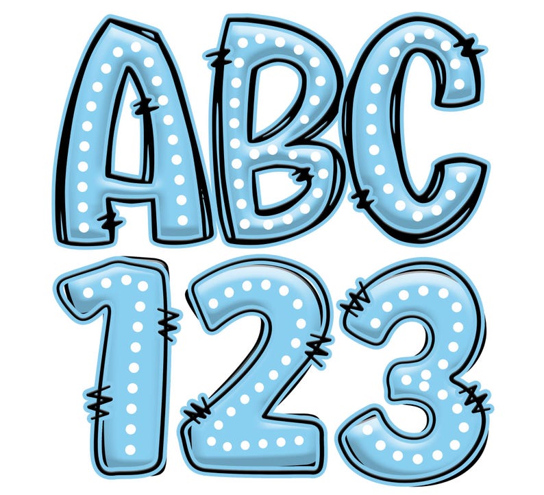 Colorful Dots Alphabet PNG Bundle: Hand-drawn Cartoon Font (digital ...