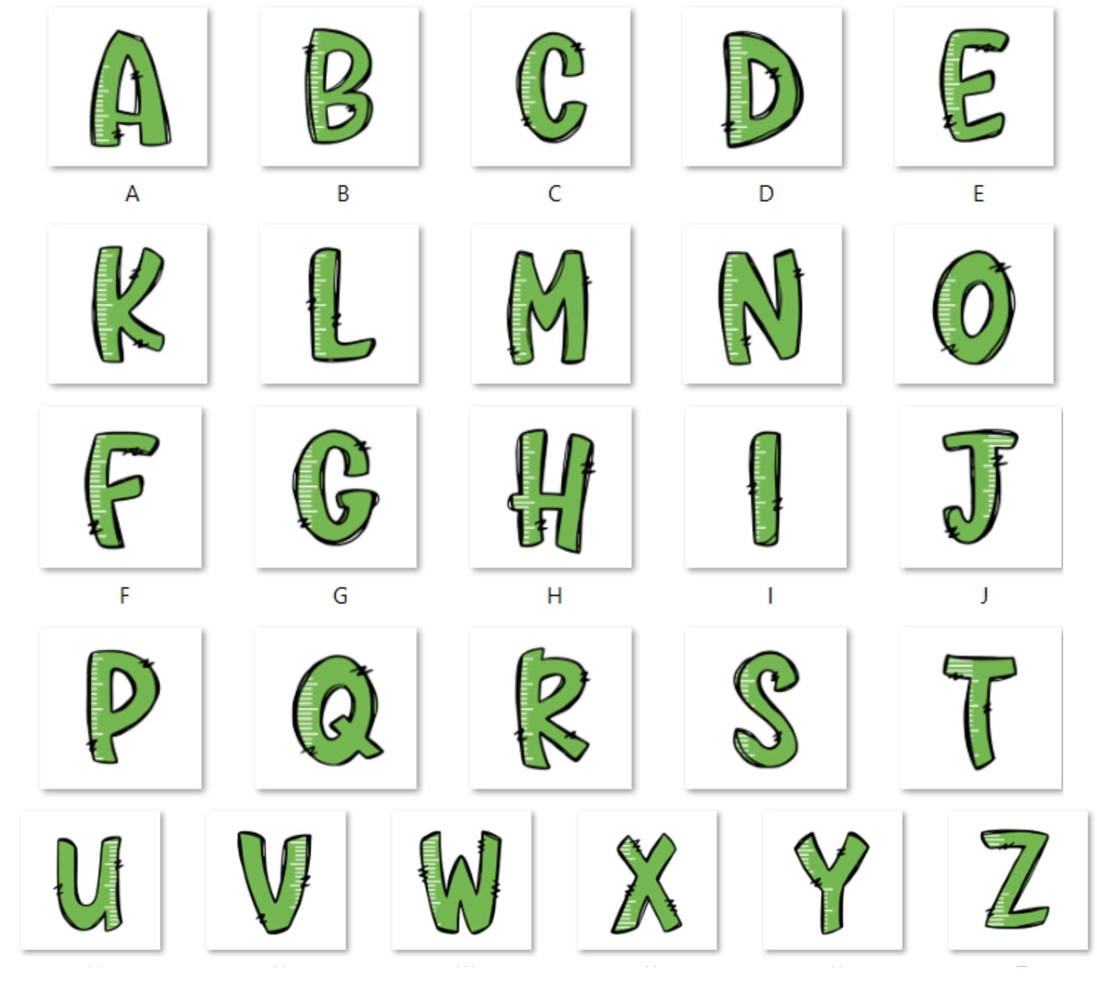 Back to School Doodle Alphabet Bundle Png, School Teacher Alphabet ...