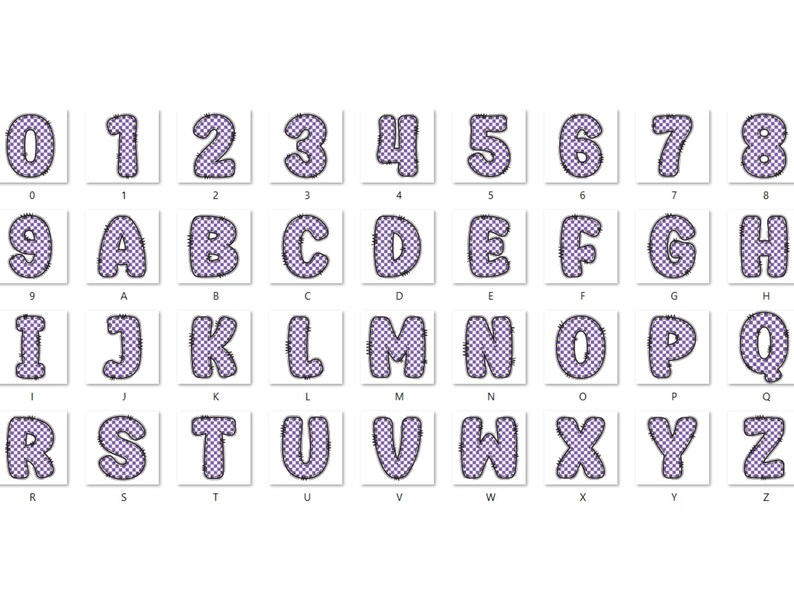 Retro Checker Alphabet Bundle PNG, Pastel Doodle Letters, Daisy Clipart ...
