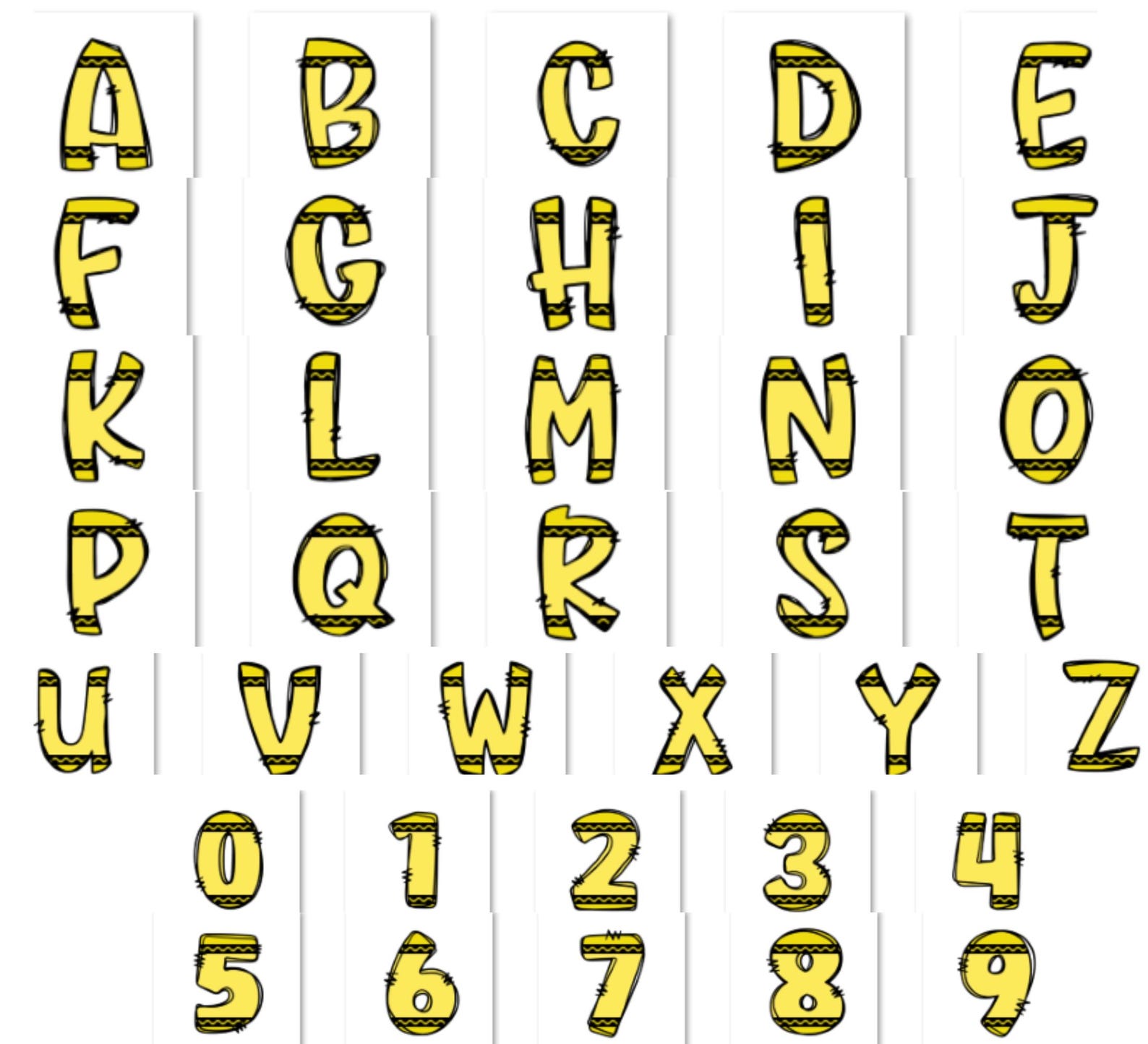 Crayon Alphabet Doodle Graphics PNG: Back to School Clip Art (digital ...