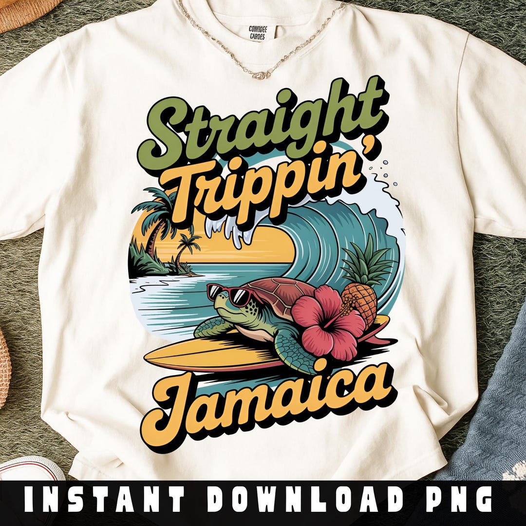 Retro Jamaica Beach Turtle PNG: Summer Surf Graphic (digital Download ...
