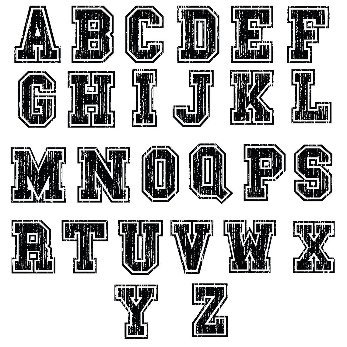 Distressed Varsity Font SVG: Grunge Alphabet & Numbers (PNG) - Etsy